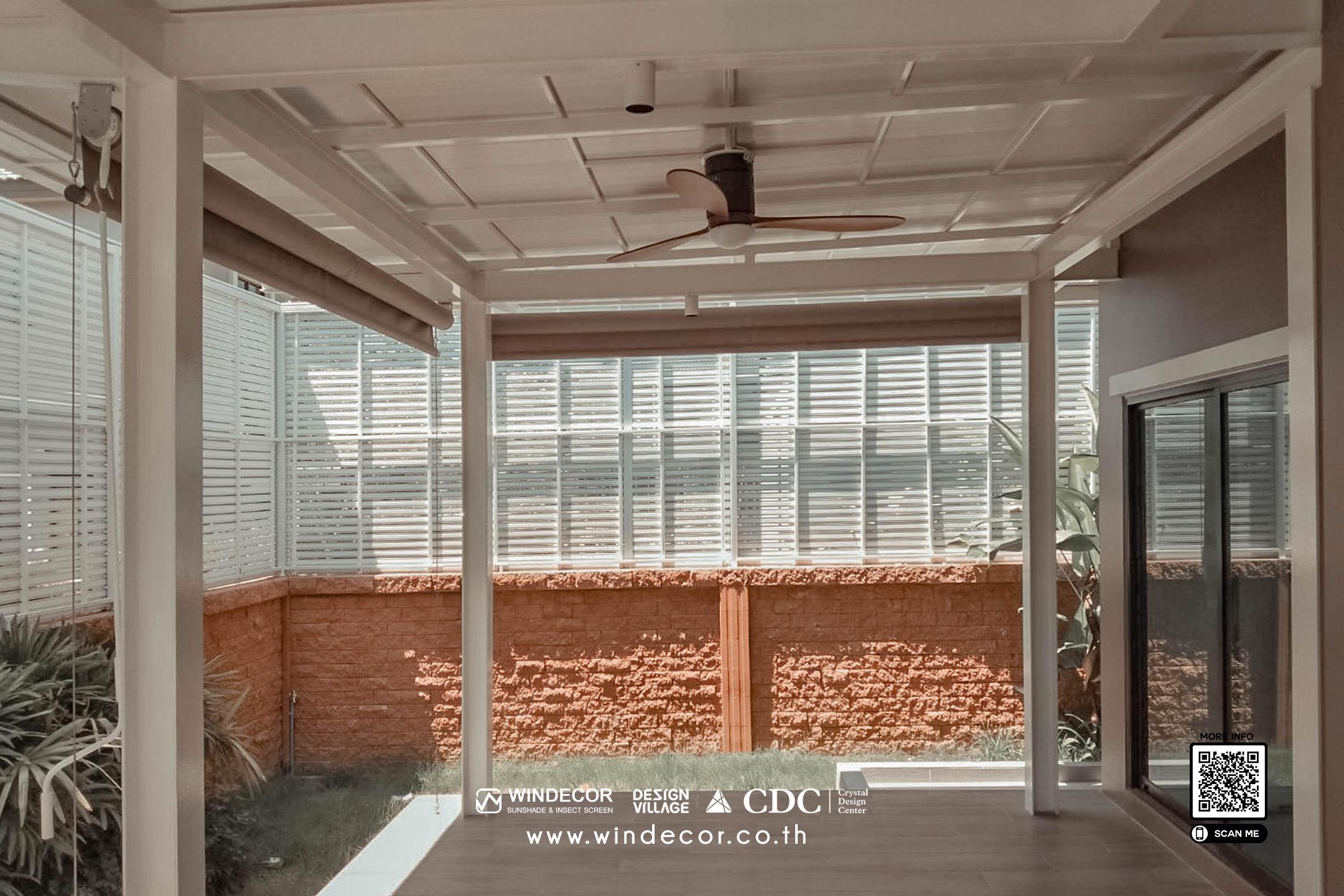 กันสาดผ้าใบแนวดิ่ง (ม่านสลิง หรือ ม้วนภายนอก) รุ่น TARO (Vertical Awnings With Sling) แบรนด์ ...