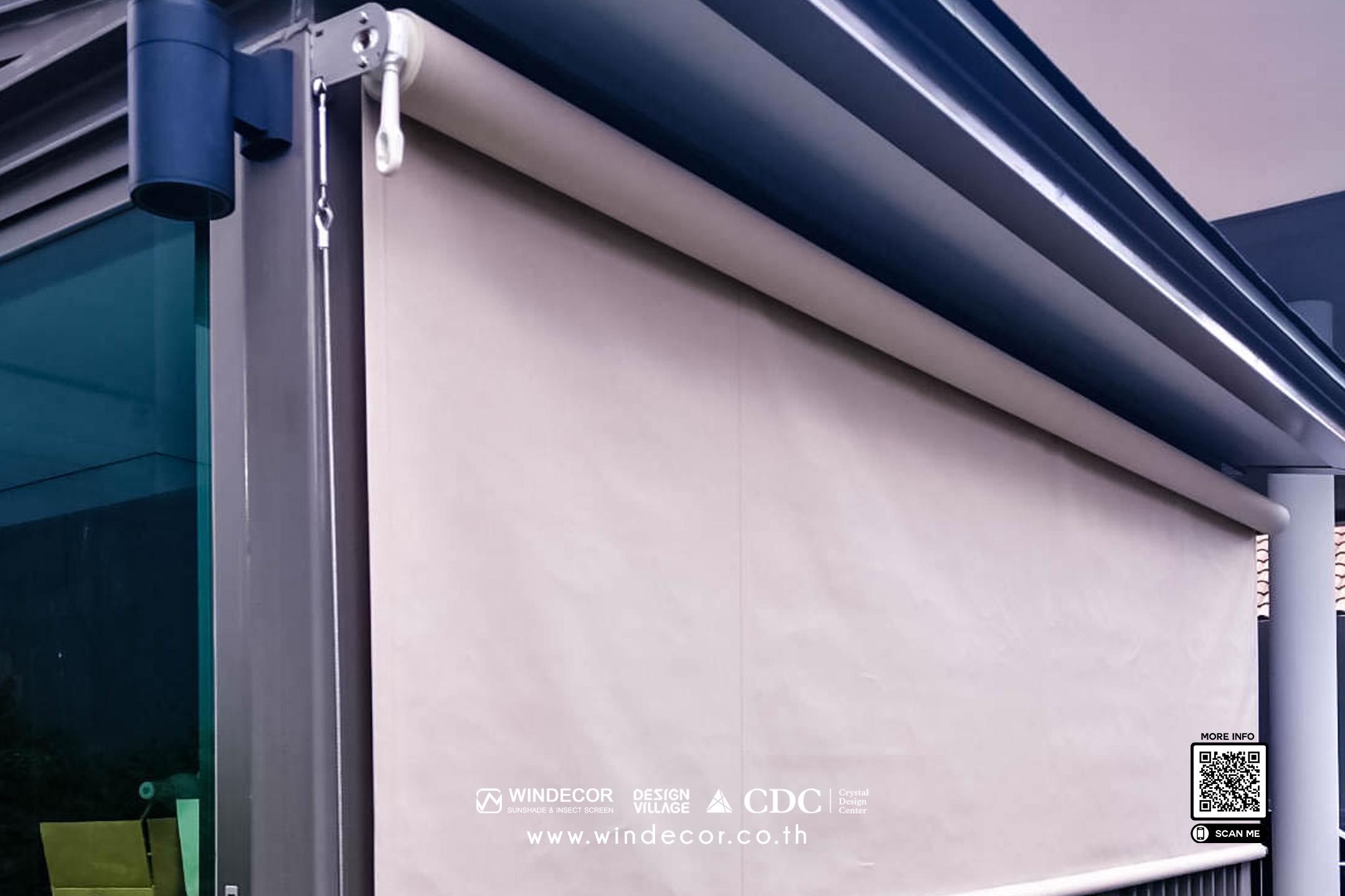 กันสาดผ้าใบแนวดิ่ง (ม่านสลิง หรือ ม้วนภายนอก) รุ่น TARO (Vertical Awnings With Sling) แบรนด์ ...