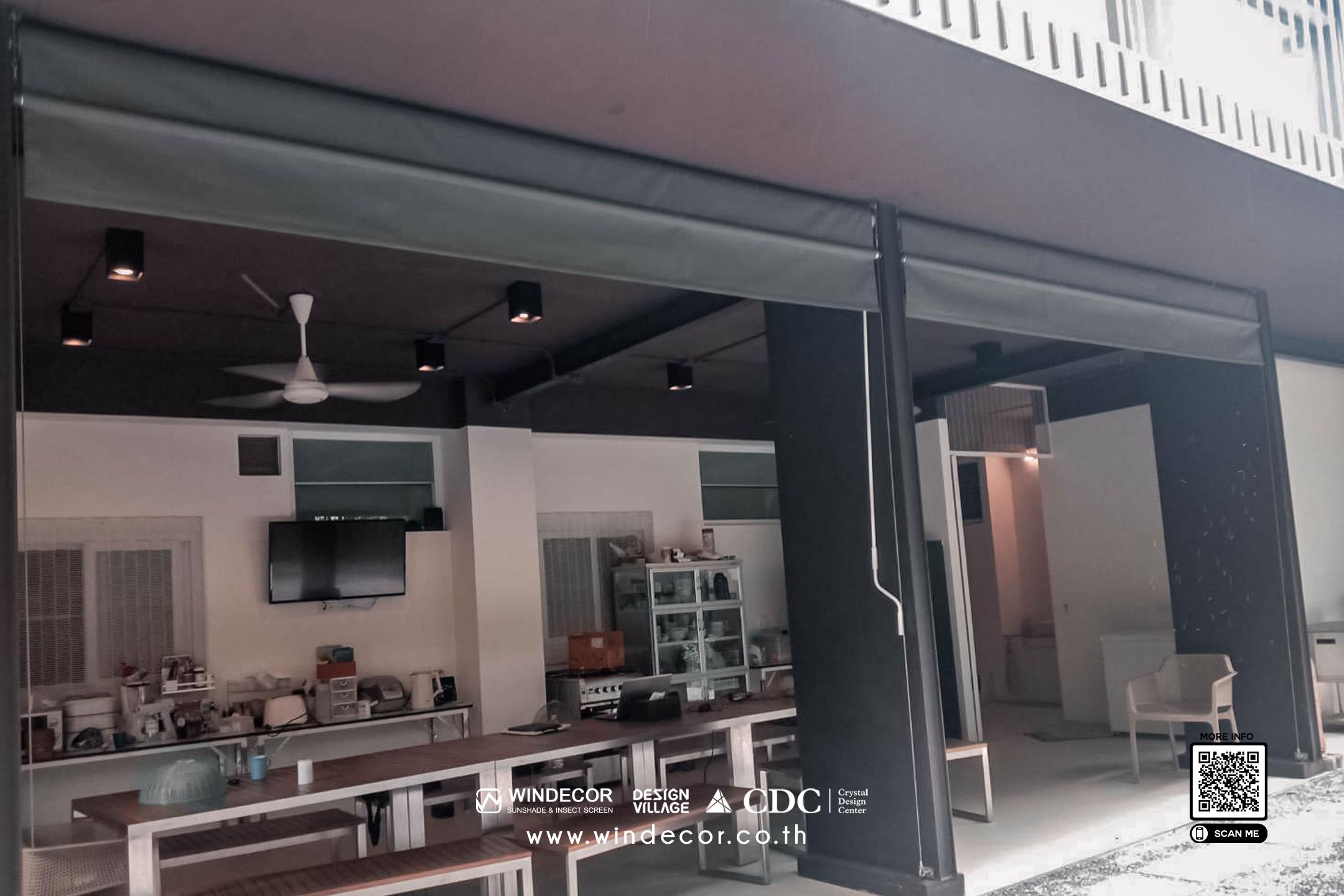 กันสาดผ้าใบแนวดิ่ง (ม่านสลิง หรือ ม้วนภายนอก) รุ่น TARO (Vertical Awnings With Sling) แบรนด์ ...